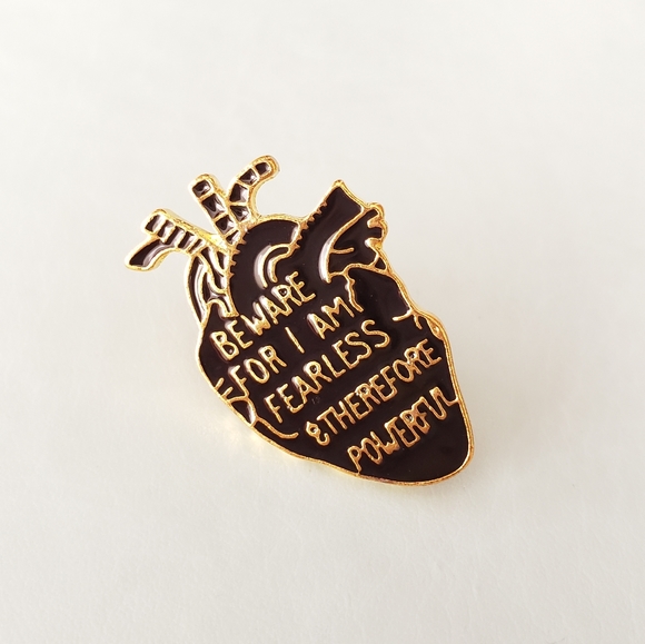 Jewelry | 525 Fearless And Powerful Heart Enamel Pin | Poshmark